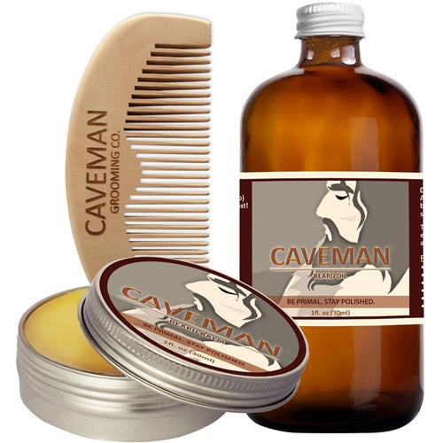 Caveman Beard Oil, Balm, Comb Set 1oz – Four Realms